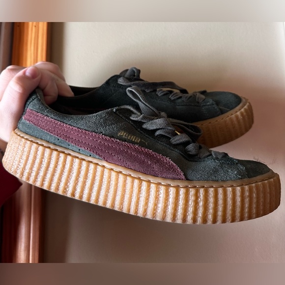 Puma | Shoes | Puma X Fenty Rihanna Womens 8 Green Suede Gum Creeper ...